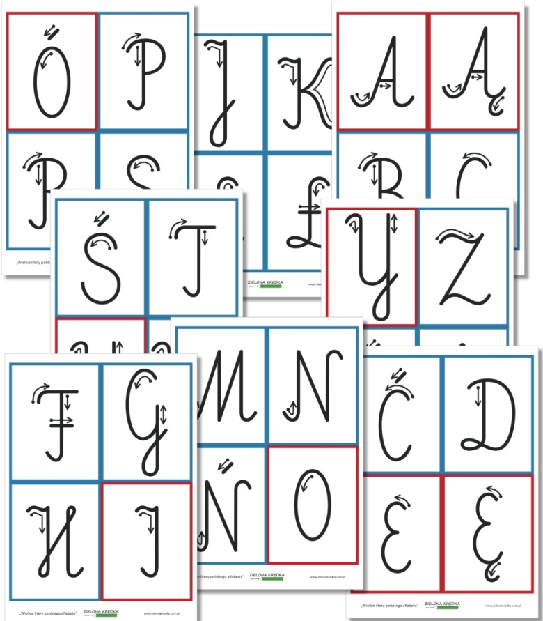 Wielkie litery pisane do druku – alfabet polski PDF do nauki pisania